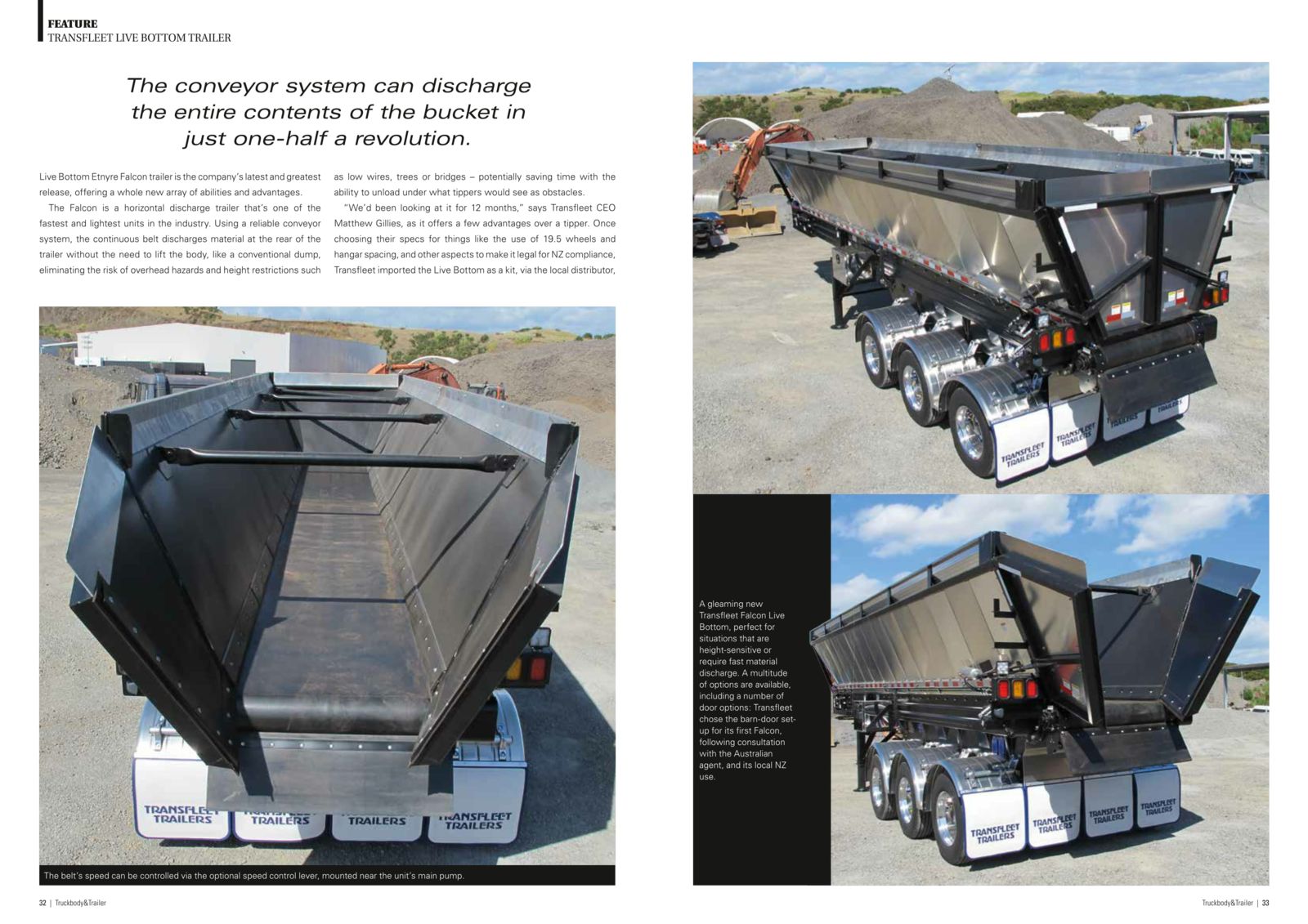 Transfleet Trailers - Etnyre Falcon- Live Bottom Trailers and Truck Bodies